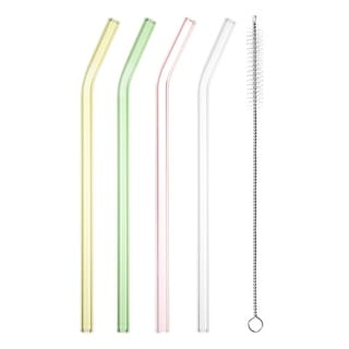 Reusable Straws Glass Straw 4pcs 8mm with Cleaning Brush, Assorted ...