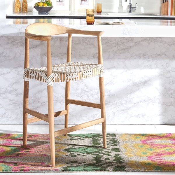 Ryder Handwoven Rattan Farmhouse Counter Stool - On Sale - Bed Bath ...