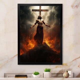Designart "Jesus Christ Holy Cross Divine IV" Christianism Wall Decor ...