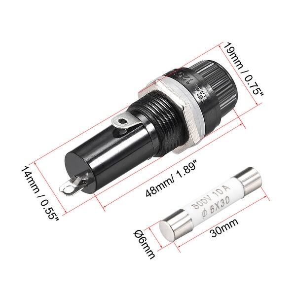 Screw Cap Panel Mounted Fuse Holder with 6 x 30mm Ceramics Fuse 10Set ...