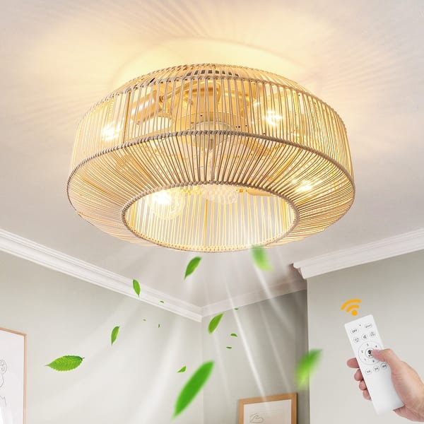 20 Inch Boho Ceiling Fans with Light Flush Mount - 4-Light - Bed Bath ...