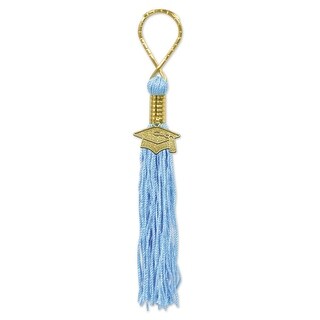 Pack of 6 Light Blue Graduation Tassel with Cap Medallion Key Chains 5. ...