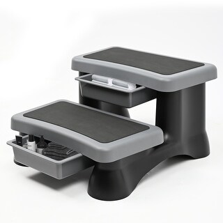 DoCred Bathtub Spa Double Steps with Drawers, Universal Non-Slip Steps ...