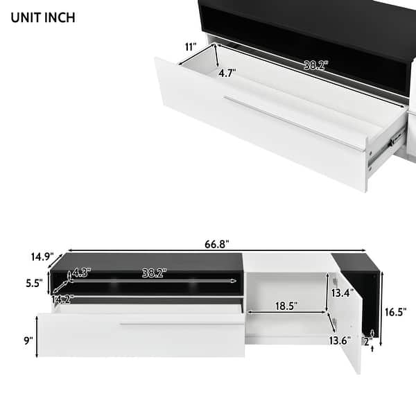Two-Tone Design Stand, UV High-Gloss Media Console for Television Up to ...