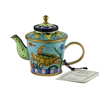 Ocean Sea Turtle Enameled Hinged Miniature Teapot - Blue - Bed Bath ...