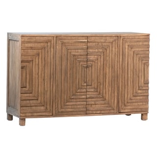 Luke 54" Mindi Wood Veneer Carved Sideboard in Medium Brown - Bed Bath ...