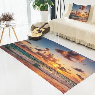 Designart 'Sunrise on Beach of Caribbean Sea' Beach Area Rug - Bed Bath ...