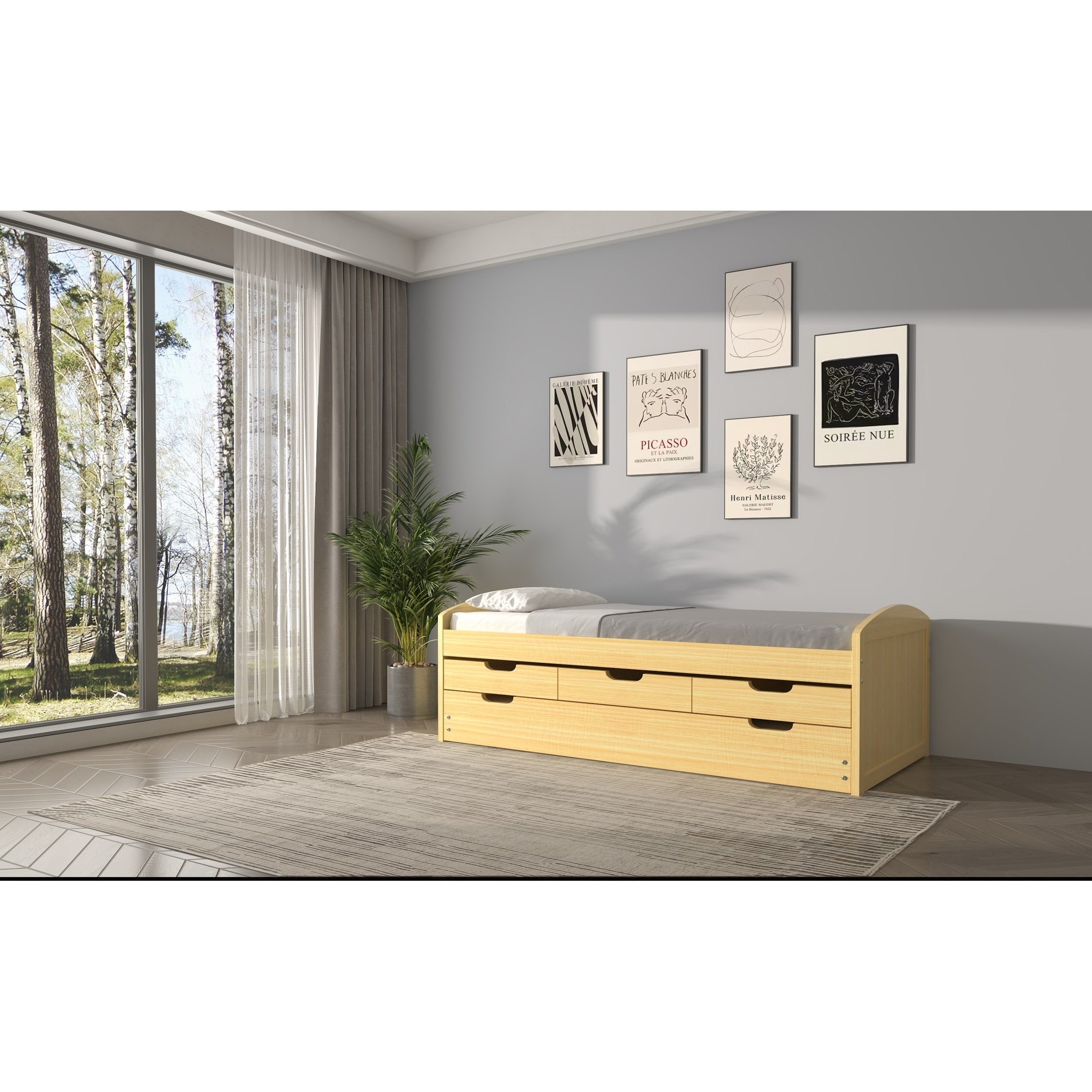 Joseph White Twin Solid Wood Daybed with 3 Drawer Storage Twin Trundle