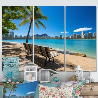 Designart "Hawaiian Beach Scenery" Hawaii Wall Decor Set - Bed Bath ...