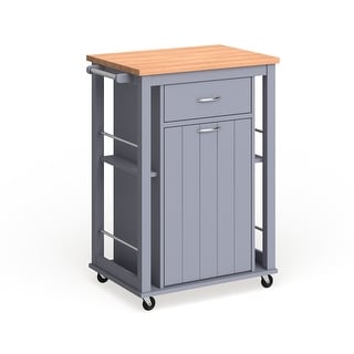 Porch & Den Leonard Traditional Grey Wood Kitchen Island - Bed Bath ...