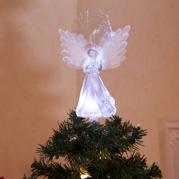 Alpine Corporation Angel Tree Topper with Fiber Optic Wings and LED ...