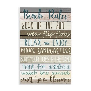 Stupell Nautical Fun Beach Rules List Rustic Boardwalk Sign Wood Wall ...
