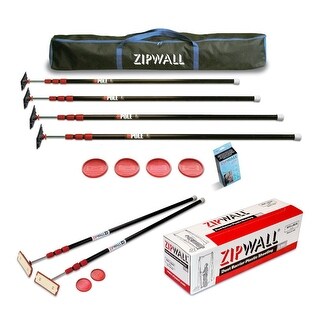 ZipWall 10-ft Spring-Loaded Zip Poles (6Pk) w/ Plastic Sheeting Bundle ...
