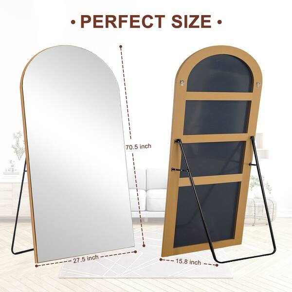 Modern Arched Full-Length Wood Floor Standing Mirror - On Sale - Bed ...