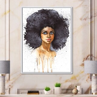 Designart "Portrait of African American Woman X" Modern Framed Canvas ...