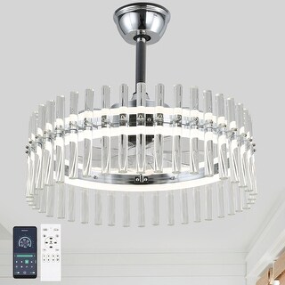 Oaks AuraOjeda 21in.Indoor Modern Chrome Crystal Dimmable Smart Ceiling ...