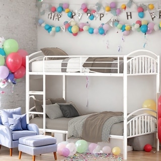 Classic Elegant Twin Over Twin Metal Bunk Bed,Divided into Two Beds ...