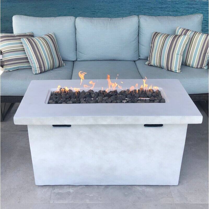 LSI Concrete Propane Outdoor Fire Pit Table - Overstock - 34143911