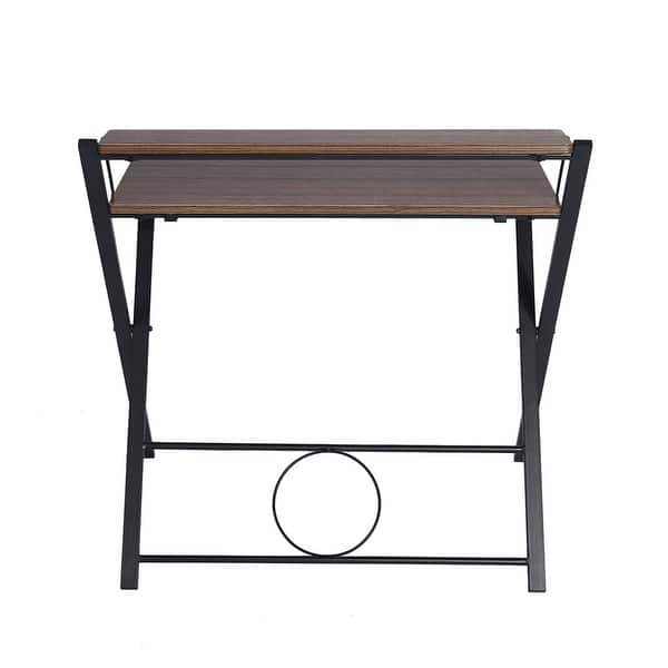 Folding Writing Table Home Office Computer Desk with 2-Tier Shelf - Bed ...
