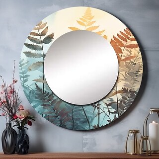 Designart "Orange Fern Fantasia" Floral Ferns Living Room Mirror ...