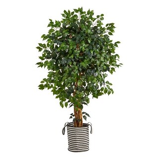 5.5' Palace Ficus Artificial Tree in Handmade Black and White Natural ...