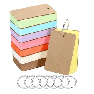 3.5" x 2" Blank Flash Cards with Rings Index Cards Study Assorted Color ...