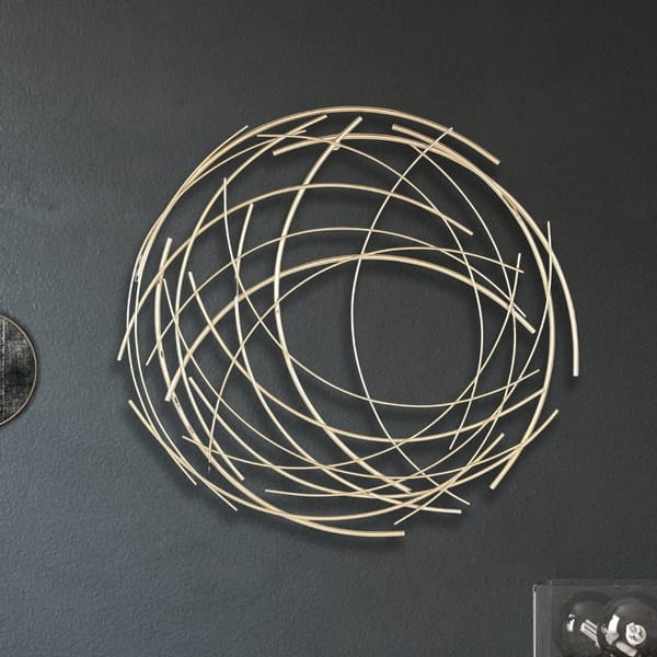 Denine Metal Gold Large Abstract Round Wall Art - Bed Bath & Beyond ...