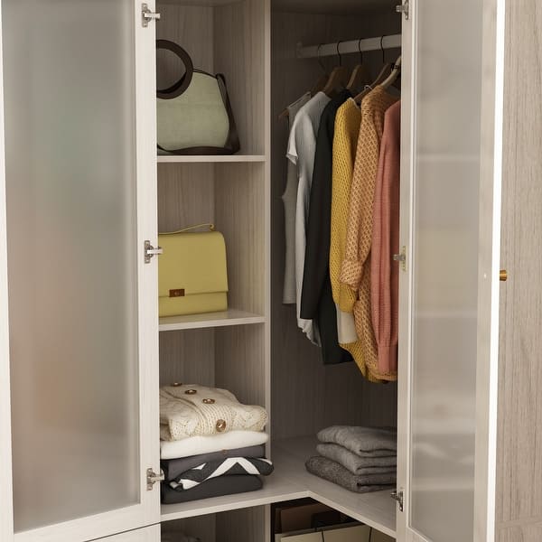 Combo Elegant Light Gray Wardrobe Modular Closet Configuration Armoire ...
