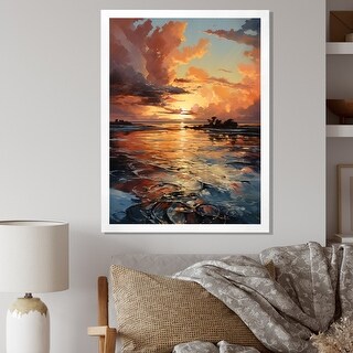 Designart "Sunset Ocean Horizons I" Sunrisesunset Framed Wall Art ...