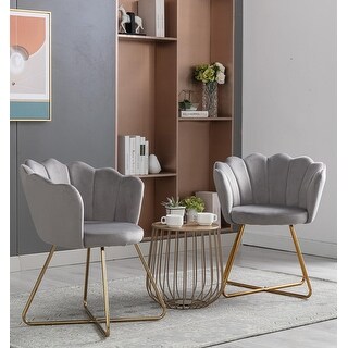 23.8" Velvet Upholstered 2 PC Accent Chairs with Lotus Design ...