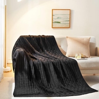 50" x 60" Throw Blanket Soft Cozy Acrylic Throw Blanket Black - Bed ...