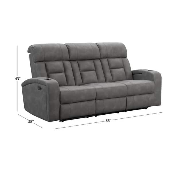 Abbyson Wyola Triple Power Reclining Sofa with iTable Media Display ...