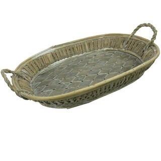 ABN5E144-GY Wooden Boat Shape Tray w/Wood Handles, Gray Wash - Bed Bath ...