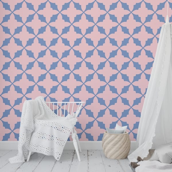 STARR PINK AND BLUE Peel and Stick Wallpaper By Kavka Designs - 2' x 16' - Bed Bath & Beyond ...