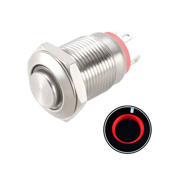 Momentary Metal Push Button Switch High Head 12mm Mounting 1NO 12V LED ...