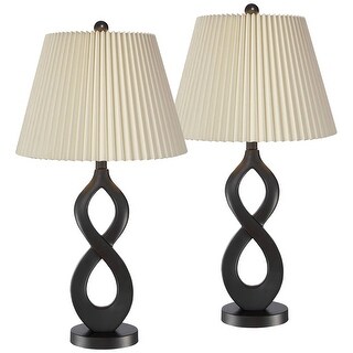 Modern Twist Table Lamps with Ivory Linen Knife Pleat Shades Set of 2 ...