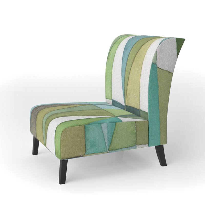 Designart "Geometric Green Triangle III" Upholstered Mid-Century Accent ...