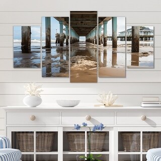 Designart "Pier Abstract Pier An I" Coastal Pier Multipanel Wall Decor ...