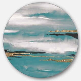 Designart 'Glam Teal Watercolor II' Glam Metal Circle Wall Art - Bed ...