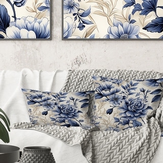 Designart "Cobalt Blue Victorian Rococo Victorian Pattern II" Floral ...