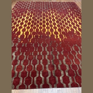 HERAT ORIENTAL Handmade Tibetan Wool & Silk Rug - 10'1" x 13'9" - Bed ...