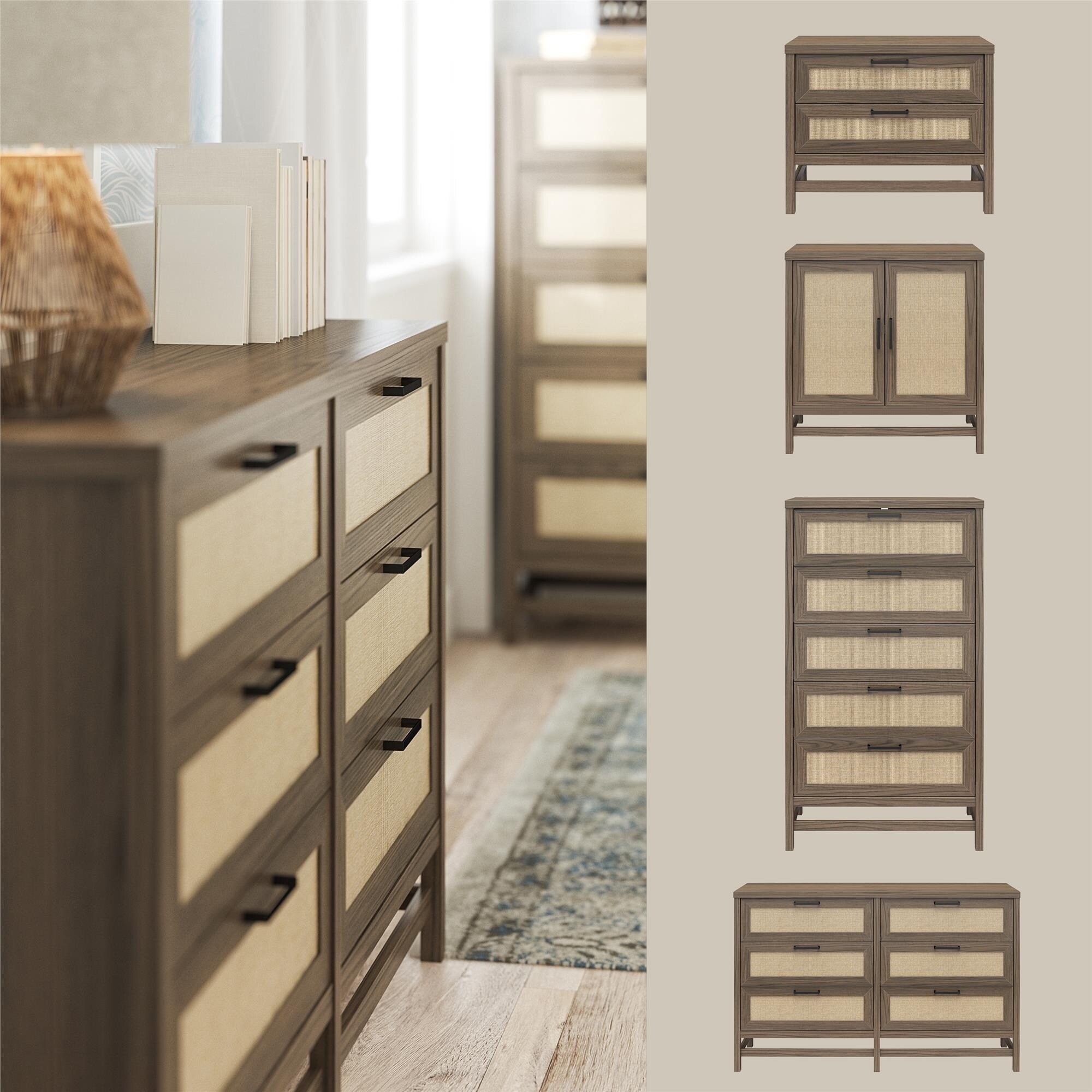Avenue Greene Leeds Faux Rattan 2 Door Storage Cabinet