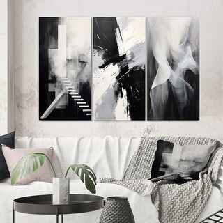 Designart "Stairway To Afterthoughts Minimal Black And White" Abstract ...