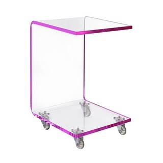 Pink Acrylic Rolling Snack Table with Bottom Shelf, 23-inch Tall - Bed ...