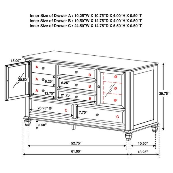 Sandy Beach 11-drawer Rectangular Dresser with Mirror - Bed Bath ...