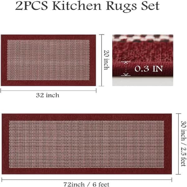 Non Slip Kitchen Rugs Sets of 2 - Extra Large - 2.5 feet X 6 feet - Bed ...