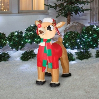 Gemmy 39919 Christmas Airblown Small Rudolph With Winter Clothes ...