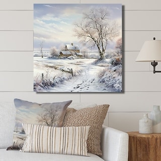 Designart "Farmhouse Snow Winter Scenery " Snow Wall Art - Bed Bath ...