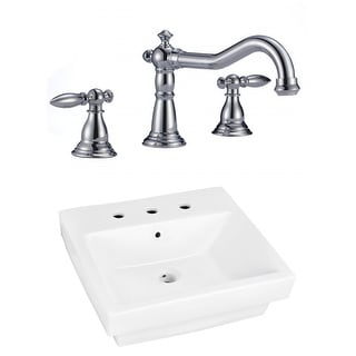 19-in. W Above Counter White Vessel Set For 3H8-in. Center Faucet ...