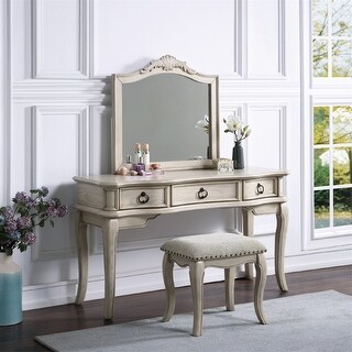 Contemporary Vanity Set w/ Stool Retro Style Drawers - Bed Bath ...